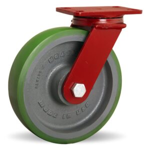 hamilton forgemaster casters - 10"dia.x2.5"w duralast polyurethane wheel - -3/4" precision tapered roller bearings - swivel - green