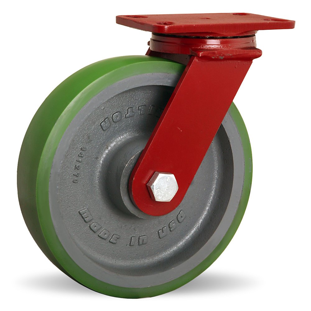 Hamilton Forgemaster Casters - 10"Dia.X2.5"W Duralast Polyurethane Wheel - -3/4" Precision Tapered Roller Bearings - Swivel - Green