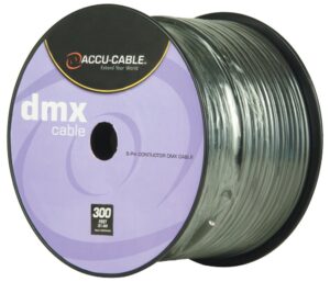 accu-cable, dmx stage light cable, 5 pin dmx extension cable spool (300 ft)