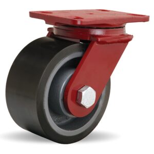 hamilton forgemaster casters - 6"dia.x3"w duralast xc polyurethane wheel - -3/4" precision tapered roller bearings - swivel - black