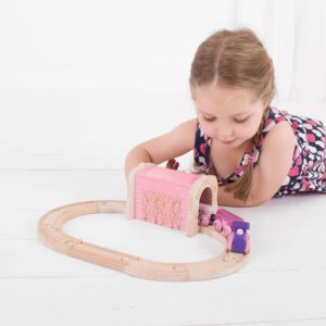 Bigjigs Rail Pink Brick Tunnel - Other Major Wooden Rail Brands are Compatible