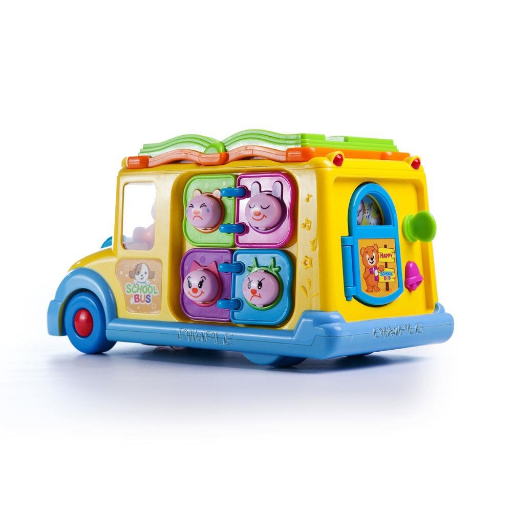 Dimple Educational Interactive School Bus Toy with Tons of Flashing Lights, Sounds, Responsive Gears and Knobs to Play with, Tons of Fun for Toddlers for Kids (Single)