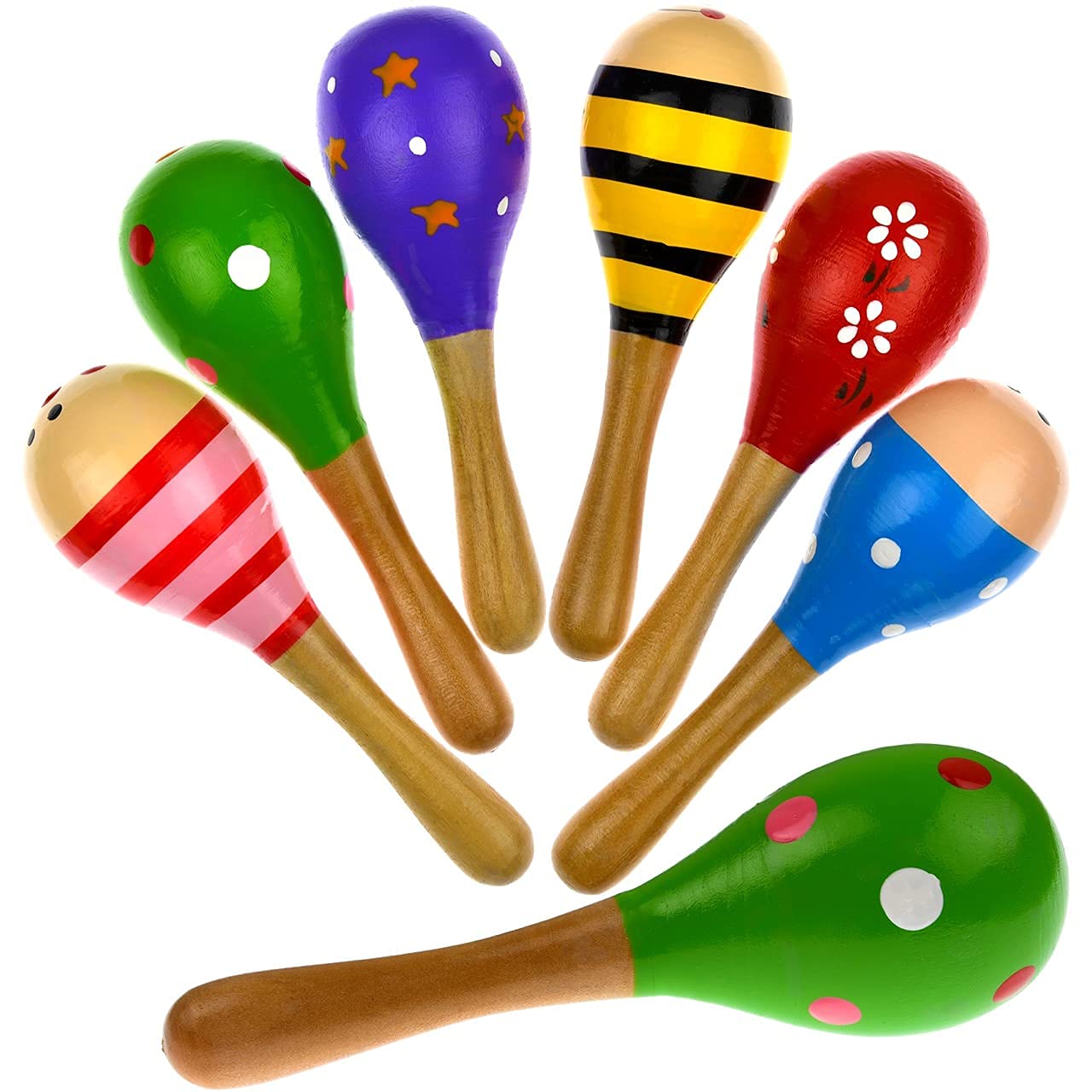 Dazzling Toys Maracas for Kids -12 Fiesta Party Decoration Maracas –Mini Wooden Maracas Baby Toy -Mexican Party Decorations -Toy Maracas Party Favors - Musical Instrument –Music Toys for Toddlers