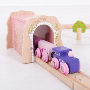 Bigjigs Rail Pink Brick Tunnel - Other Major Wooden Rail Brands are Compatible