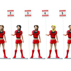 Carrera 21123 Set of Grid Ladies Realistic Scenery Accessory for Slot Car Race Track, Red