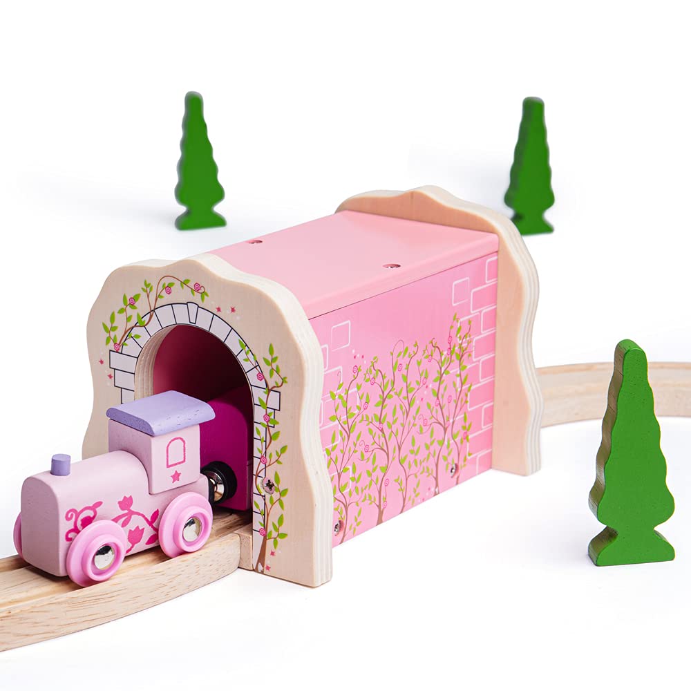 Bigjigs Rail Pink Brick Tunnel - Other Major Wooden Rail Brands are Compatible