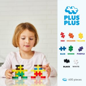 PLUS PLUS BIG - Open Play Set - 600 Piece in Storage Tub- Basic Color Mix, Construction Building Stem Toy, Interlocking Large Puzzle Blocks for Toddlers and Preschool