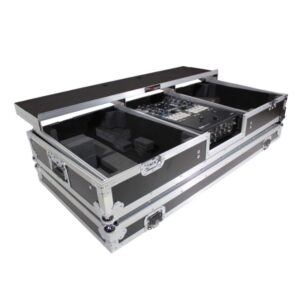 prox xs-tmc1012wltfbtl flight case+shelf+wheels for (2) turntables+10"/12" mixers