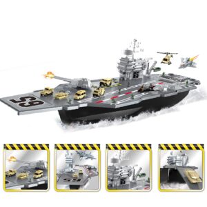 Aircraft Carrier Toy, Military Battleship Aircraft Carrier Toys,Army Set,Military Battleship Model Building Toy Kit