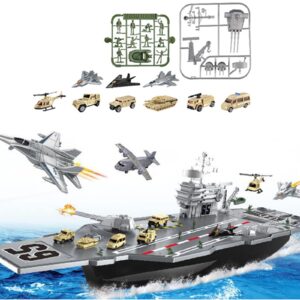 Aircraft Carrier Toy, Military Battleship Aircraft Carrier Toys,Army Set,Military Battleship Model Building Toy Kit