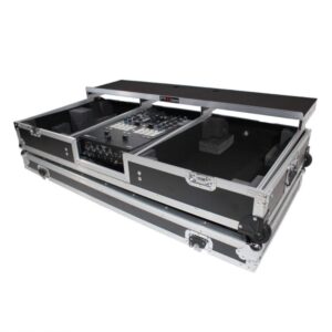 ProX XS-TMC1012WLTFBTL Flight Case+Shelf+Wheels for (2) Turntables+10"/12" Mixers