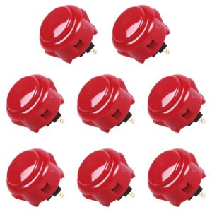 sanwa 8 pcs obsf-30 original push button 30mm - for arcade jamma video game & arcade joystick games console (red) s@nwa