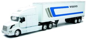 new-ray volvo tractor and trailer vn-780 1/32 scale pre-built model semi truck white