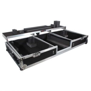 ProX XS-TMC1012WLTFBTL Flight Case+Shelf+Wheels for (2) Turntables+10"/12" Mixers