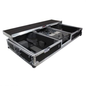 ProX XS-TMC1012WLTFBTL Flight Case+Shelf+Wheels for (2) Turntables+10"/12" Mixers