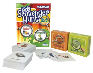 kids scavenger hunt - children's game - ages 6+ - indoor and outdoor scavenger hunt game - develops gross motor skills - for 2 or more players individually or team play