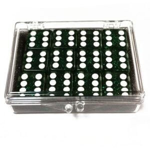 marion & co set of 12 green glitter dice in acrylic box