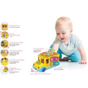 Dimple Educational Interactive School Bus Toy with Tons of Flashing Lights, Sounds, Responsive Gears and Knobs to Play with, Tons of Fun for Toddlers for Kids (Single)