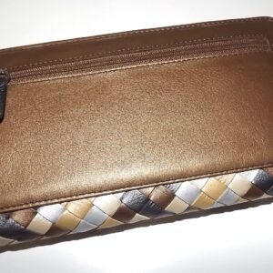 Italia Leather Women's Woven Zip Around Clutch Wallet Metallic Multi