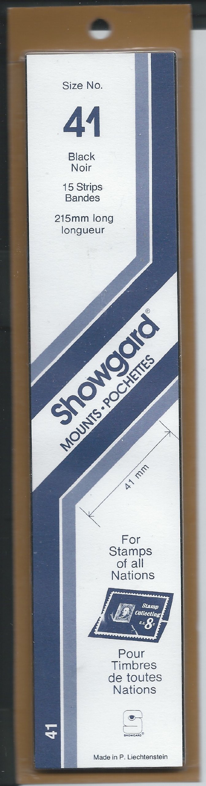 Showgard Mounts, Size 41 mm. x 215 mm., 15 Black Strips