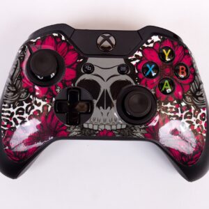 Designer Skin Sticker for the Xbox One Console With Two Wireless Controller Decals Pink Butterflies