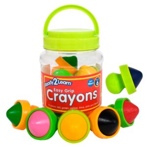 ready 2 learn easy grip crayons - 6 colors - 18m+ - non-toxic toddler crayons - easy to hold - refills available