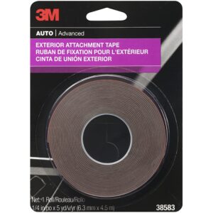 3m exterior attachment tape, ideal for moldings, emblems and trim, 1/4 in width x 5 yards in length, 1 roll