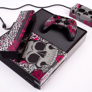 Designer Skin Sticker for the Xbox One Console With Two Wireless Controller Decals Pink Butterflies