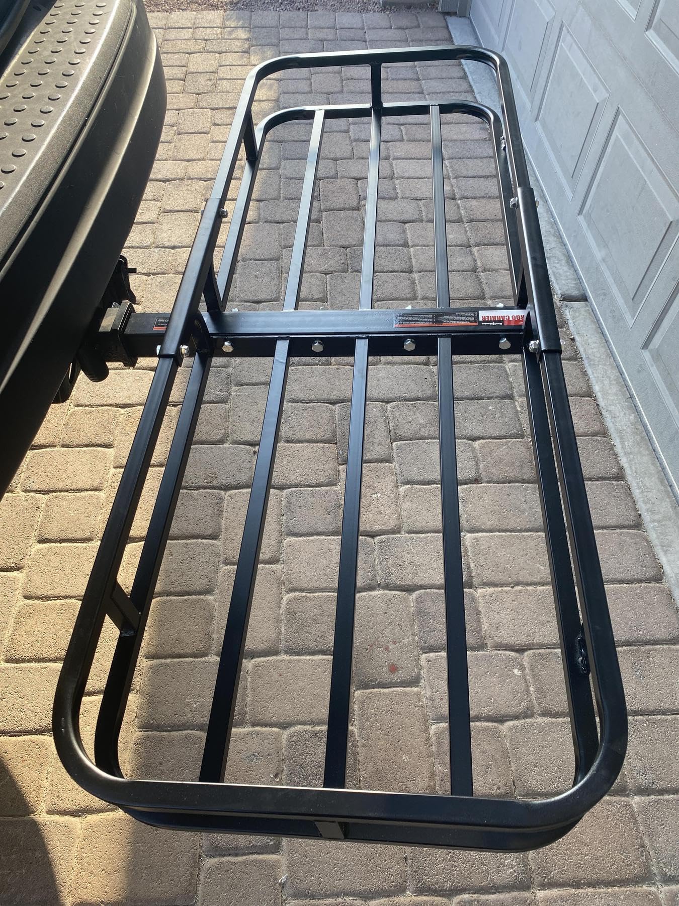 Steel Cargo Carrier Is Ready to Use with Your Receiver Hitch on Your Car on the Rear. Carry Your Bikes or Other Items Just Like It. Fits All Standard Class Receivers. Heavy Duty Tubular Steel Construction and Rails on All Four Sides.