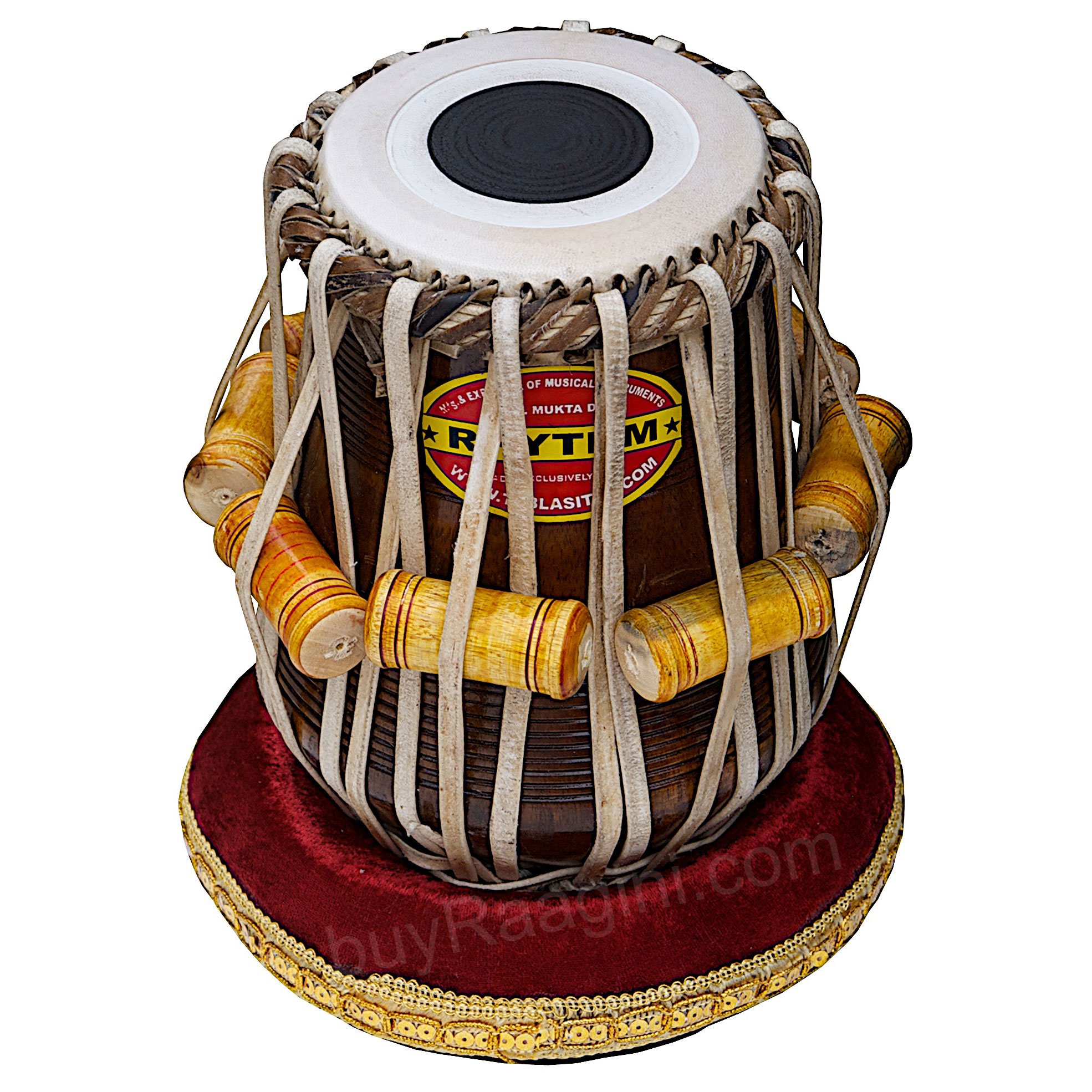 Mukta Das Tabla Set, Concert Quality, 3.5 Kilograms Chromed Copper Bayan, Sheesham Dayan with Padded Bag, Book, Hammer, Cushions, Cover, Kolkata Tabla Drums (PDI-AEB)