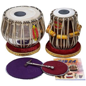 mukta das tabla set, concert quality, 3.5 kilograms chromed copper bayan, sheesham dayan with padded bag, book, hammer, cushions, cover, kolkata tabla drums (pdi-aeb)