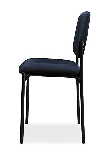 Basyx VL606VA90 VL606 Series Stacking Armless Guest Chair, Navy Fabric