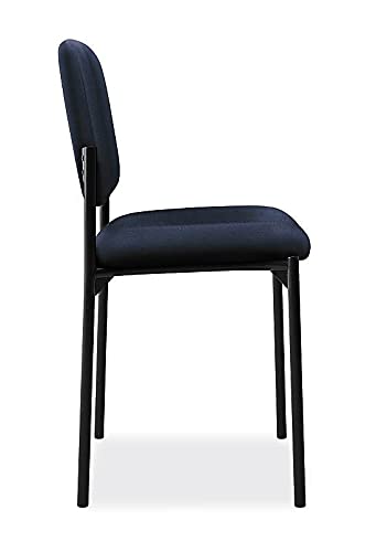 Basyx VL606VA90 VL606 Series Stacking Armless Guest Chair, Navy Fabric