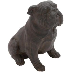 Deco 79 Polystone Bulldog Decorative Sculpture Distressed Sitting Home Decor Statue, Accent Figurine 10" x 7" x 11", Brown