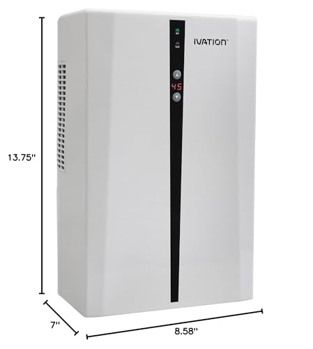 Ivation IVADM45 Powerful Mid-Size Thermo-Electric Intelligent Dehumidifier w/Auto Humidistat - For Small Spaces of Up to 100 Square Feet