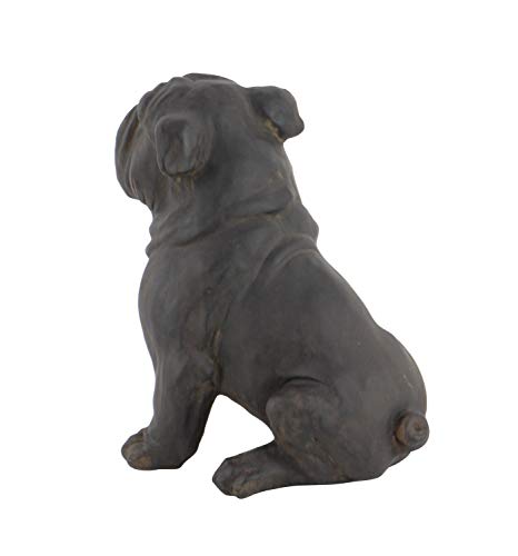 Deco 79 Polystone Bulldog Decorative Sculpture Distressed Sitting Home Decor Statue, Accent Figurine 10" x 7" x 11", Brown