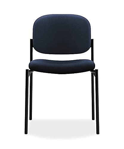 Basyx VL606VA90 VL606 Series Stacking Armless Guest Chair, Navy Fabric