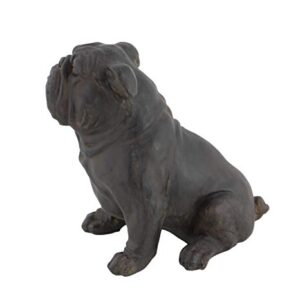 Deco 79 Polystone Bulldog Decorative Sculpture Distressed Sitting Home Decor Statue, Accent Figurine 10" x 7" x 11", Brown