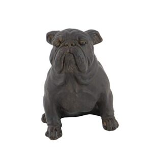 Deco 79 Polystone Bulldog Decorative Sculpture Distressed Sitting Home Decor Statue, Accent Figurine 10" x 7" x 11", Brown