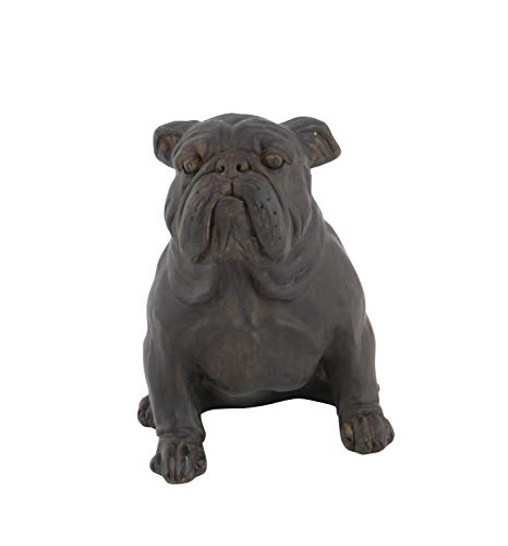 Deco 79 Polystone Bulldog Decorative Sculpture Distressed Sitting Home Decor Statue, Accent Figurine 10" x 7" x 11", Brown