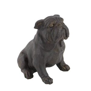 Deco 79 Polystone Bulldog Decorative Sculpture Distressed Sitting Home Decor Statue, Accent Figurine 10" x 7" x 11", Brown