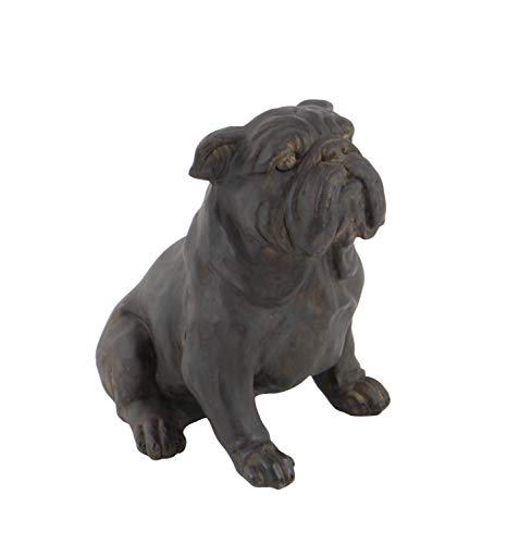 Deco 79 Polystone Bulldog Decorative Sculpture Distressed Sitting Home Decor Statue, Accent Figurine 10" x 7" x 11", Brown