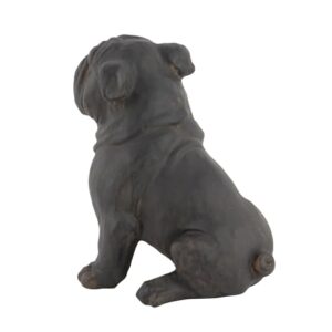 Deco 79 Polystone Bulldog Decorative Sculpture Distressed Sitting Home Decor Statue, Accent Figurine 10" x 7" x 11", Brown