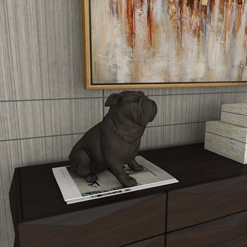 Deco 79 Polystone Bulldog Decorative Sculpture Distressed Sitting Home Decor Statue, Accent Figurine 10" x 7" x 11", Brown