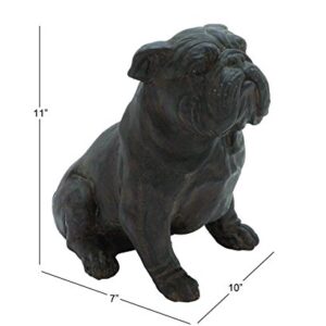 Deco 79 Polystone Bulldog Decorative Sculpture Distressed Sitting Home Decor Statue, Accent Figurine 10" x 7" x 11", Brown