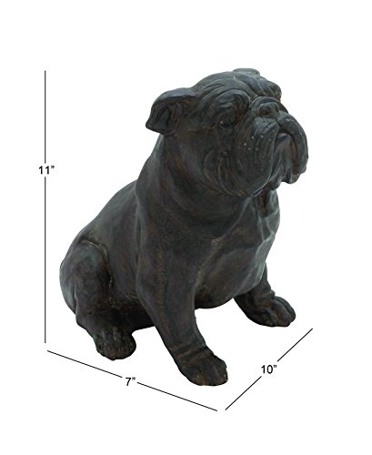 Deco 79 Polystone Bulldog Decorative Sculpture Distressed Sitting Home Decor Statue, Accent Figurine 10" x 7" x 11", Brown