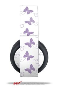 pastel butterflies purple on white - decal style vinyl skin fits original sony ps4 gold wireless headphones (headphones not included)