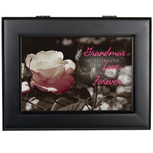 Cottage Garden Grandma Bereavement Matte Black Finish Jewelry Music Box - Plays Song How Great Thou Art