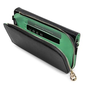 Kroo Clutch Wallet with Wristlet and Crossbody Strap for Smartphones or Phablets up to 5.7 Inch - Carrying Case - Frustration-Free Packaging - Green