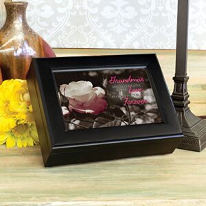 Cottage Garden Grandma Bereavement Matte Black Finish Jewelry Music Box - Plays Song How Great Thou Art